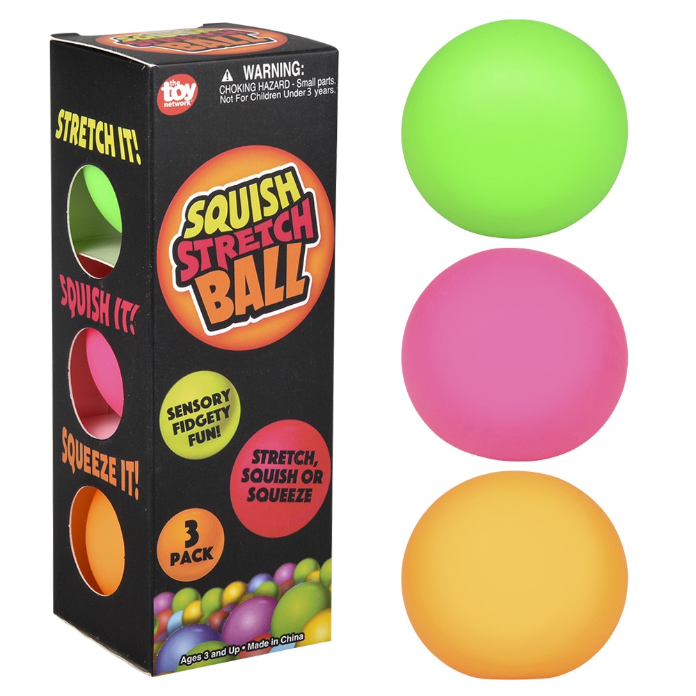 Squish And Stretch Mini Gummi Ball 1.75" 3pcs/color Box