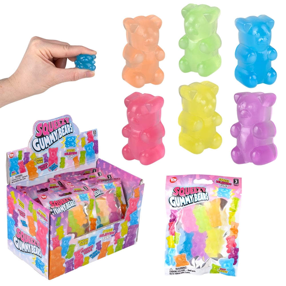 Squeezy Yummy Bear 1.5" Fidget Toys - 12 Piece Display Set — Learning ...