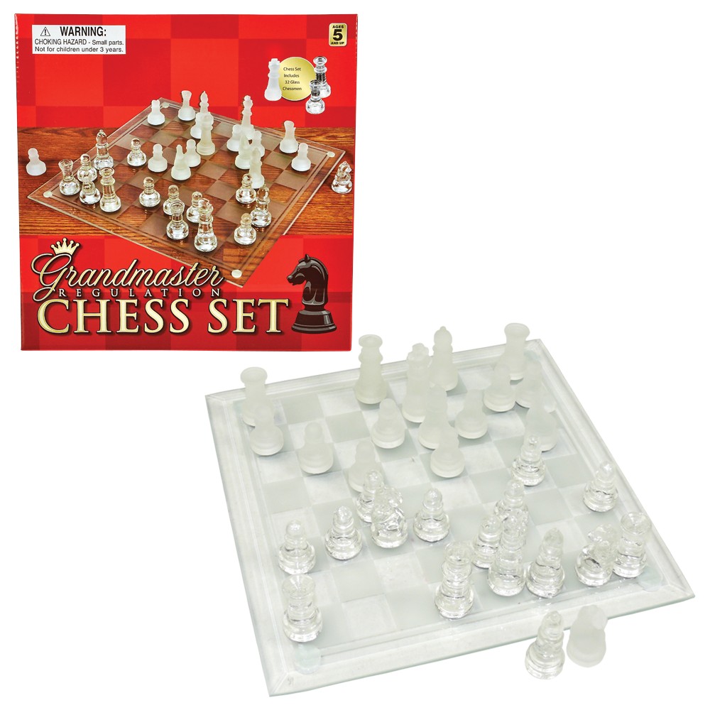 Glass Chess Set, 10"