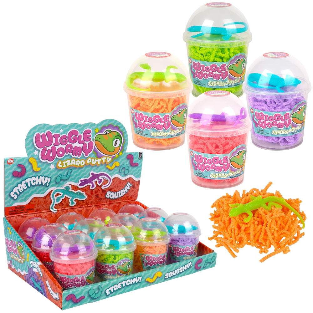 (T) 3.6" Wiggle Wormy Lizard Putty 12ct