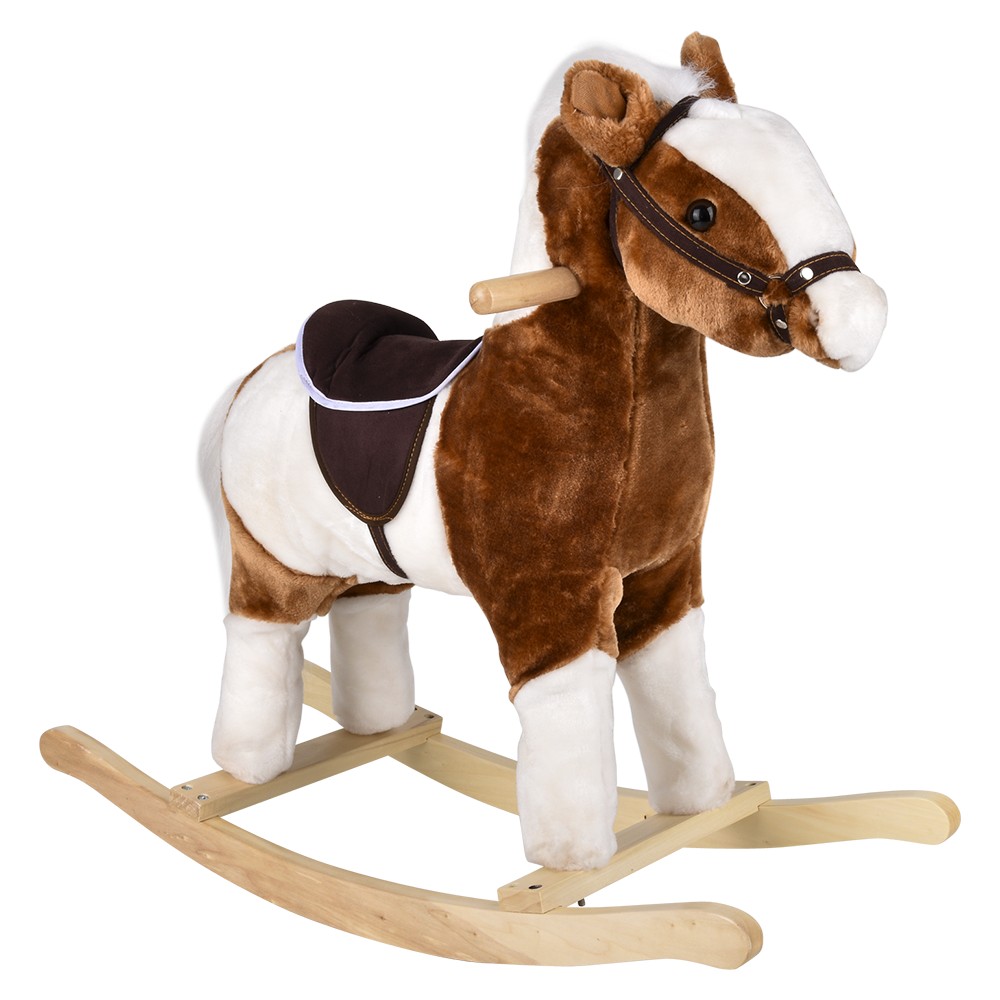 Lil Pinto Horse W/ Brown Saddle Rocker