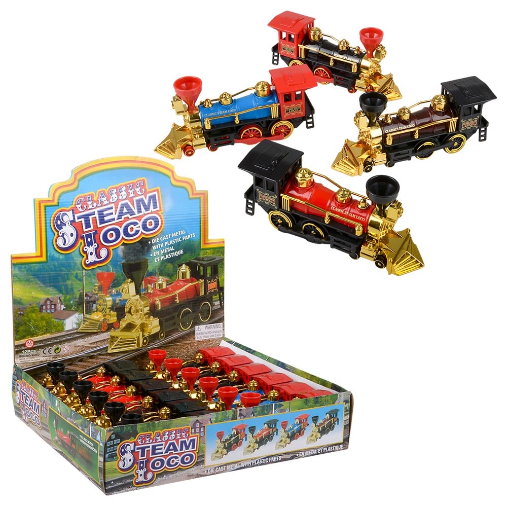 7" Die-Cast Pull Back Locomotive With Metallic Accent