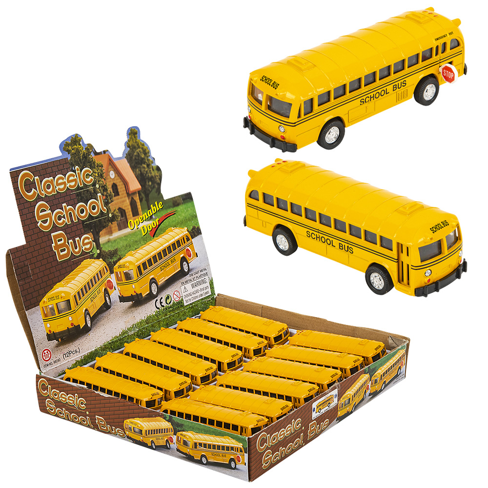 5" Die-Cast Pull Back Classic School Bus 12/display