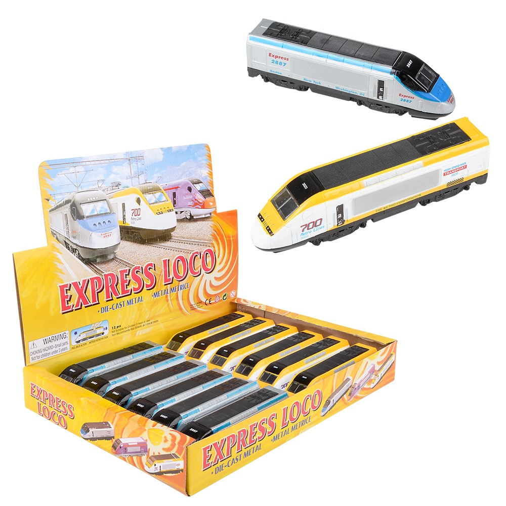 (T) 7" Die-Cast Pull Back High Speed Train 12/Display