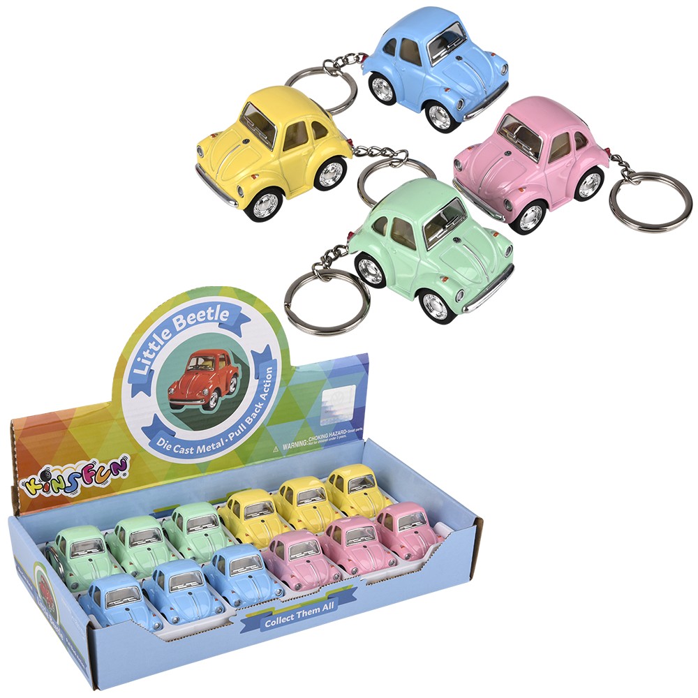2" Die-Cast Pull Back Little Beetle Keychain-Pastel