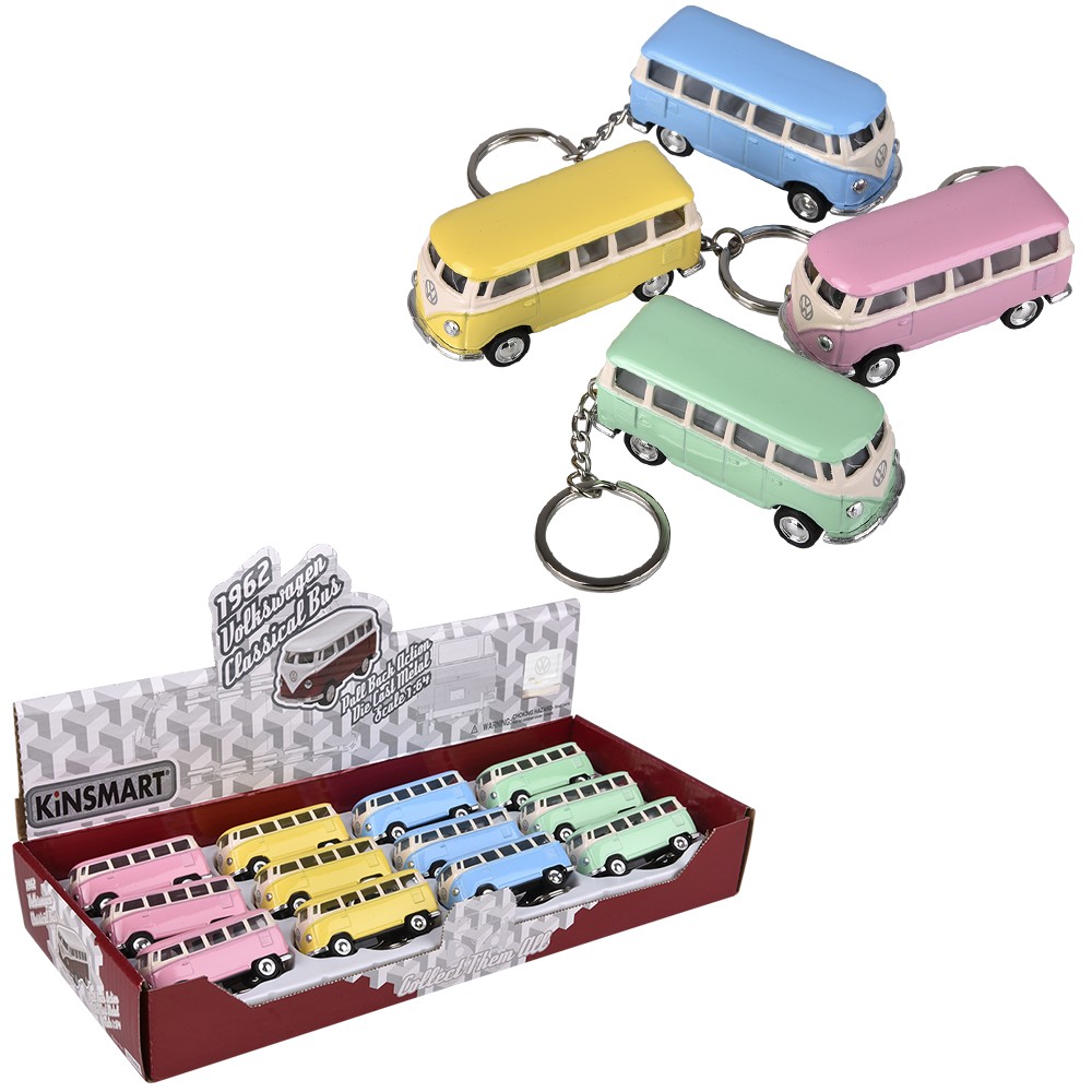 2.5" Die-Cast Pull Back 1962 VW Bus Keychain-Pastel Top