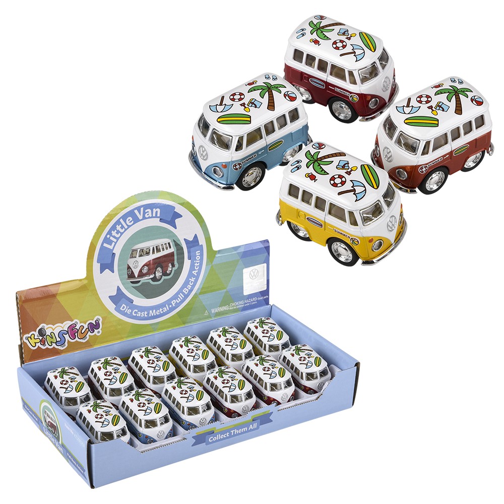 2" Die-Cast Pull Back VW Mini Flower Power Bus