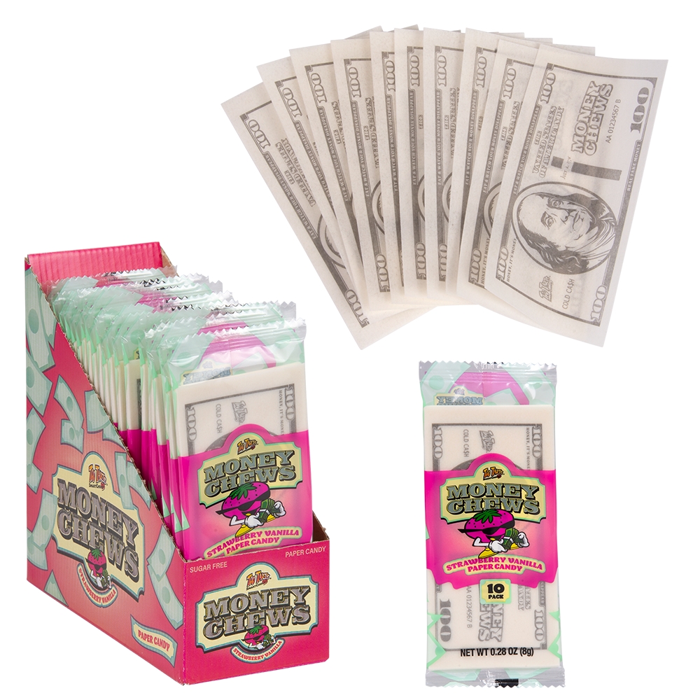 Money Chews Edible Paper Candy 24ct Display Box - Strawberry Vanilla ...